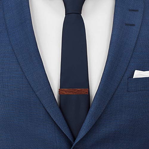 MERIT OCEAN Smart Men's Bulinga Wood Tie Clip Natural Tie Bar 2.1 Inch in Gift Box