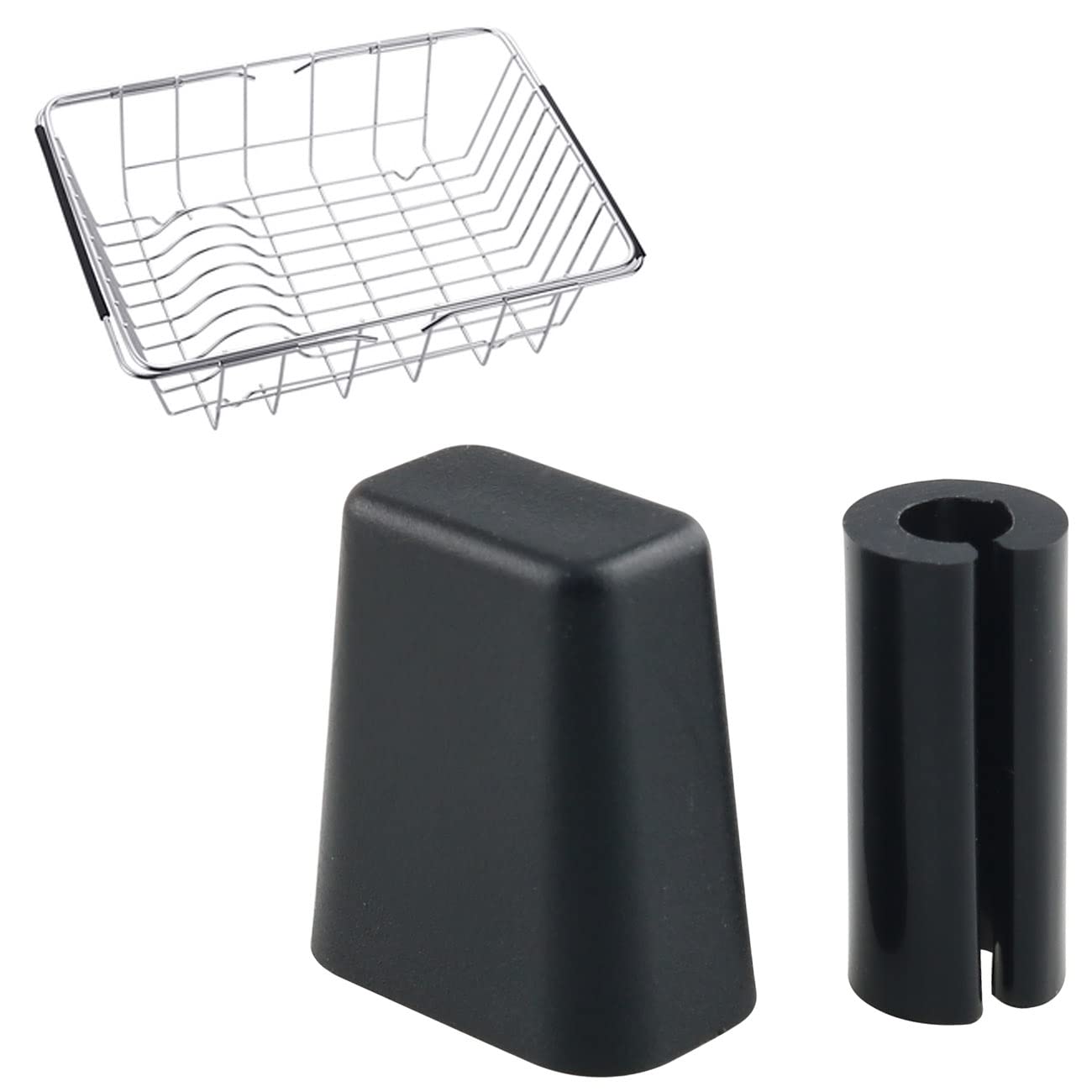 WHYHKJ 60PCS Kitchen Sink Rack Feet, Black Plastic Protective Rubber Feet for Sink Grid Sink Wire Protecter for Kitchen Sink Grid Rack (30 Feet, 30 Side Covers)