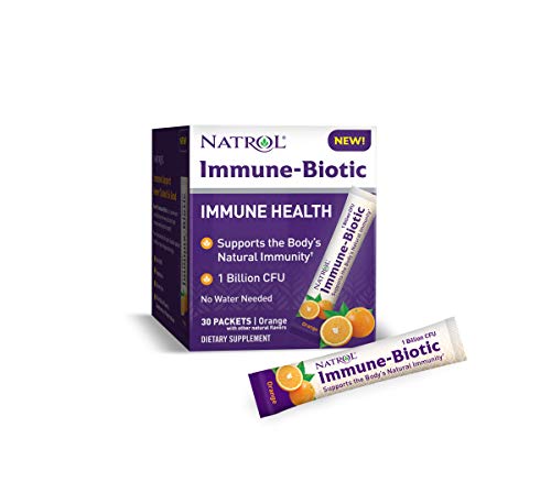 Natrol Immune-Biotic Stick Pack Powder, Supplement for Immune Support+ with Prebiotics and Probiotics, No Water Needed, Orange Flavor, 30 Count