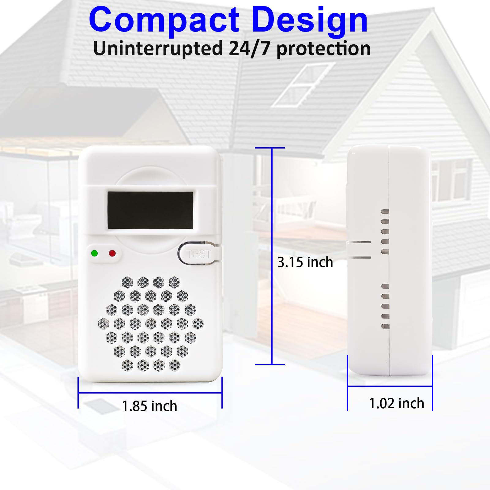 Mini Carbon Monoxide Detector Alarm with Digital LCD Display, CO Detector Alarm with Replaceable Battery,Test-Reset Button, Low Battery Indicator, Portable,complies with UL2034(Batteries NOT Included)