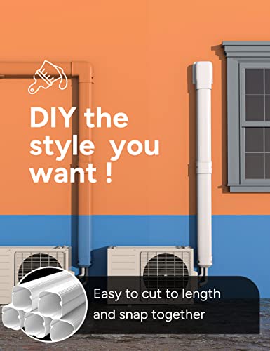 Toutgood 5'' 14Ft Mini Split Line Set Cover for Ductless Air Conditioners and Heat Pumps Systems Tubing Decorative, Upgraded UV-Proof Strong&Durability PVC Pipe
