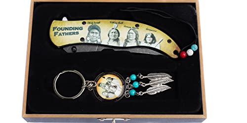 Trendy Zone 21 Feather Shaped Founding Fathers Knife with Convenient Pocketclip, Attractive Keychain for Keys, Backpack Combo Set Inside a Gift Box | Closed Knife Size– 5” | Open Knife Size– 8.5”