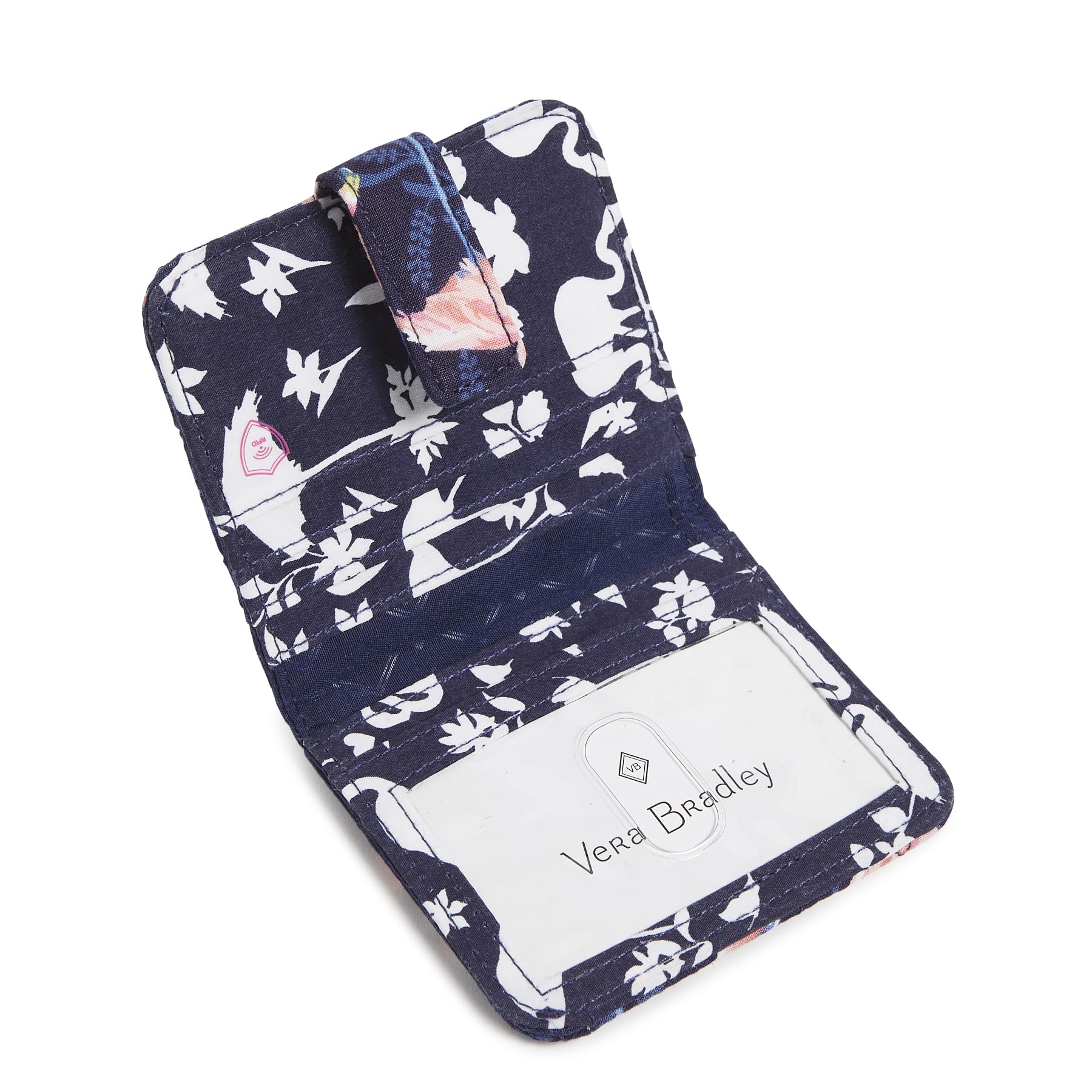 Vera Bradley Cotton Finley Small Wallet with RFID Protection, Flamingo Party