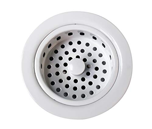 Westbrass D214-50 3-1/2" Post Style Large Kitchen Sink Basket Strainer, 1-Pack, Powder Coat White