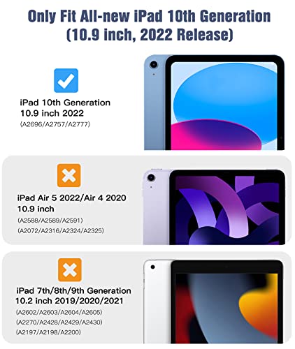 TiMOVO Case for iPad 10th Generation Case 2022, Slim Stand Cover for iPad 10th Gen 10.9 inch, Support Touch ID, Auto Wake/Sleep Smart Shell with Translucent Back, fit iPad 10 Case, Abyss Blue