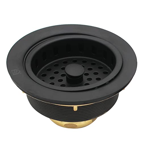 Westbrass D214-62 3-1/2" Post Style Large Kitchen Sink Basket Strainer, Matte Black
