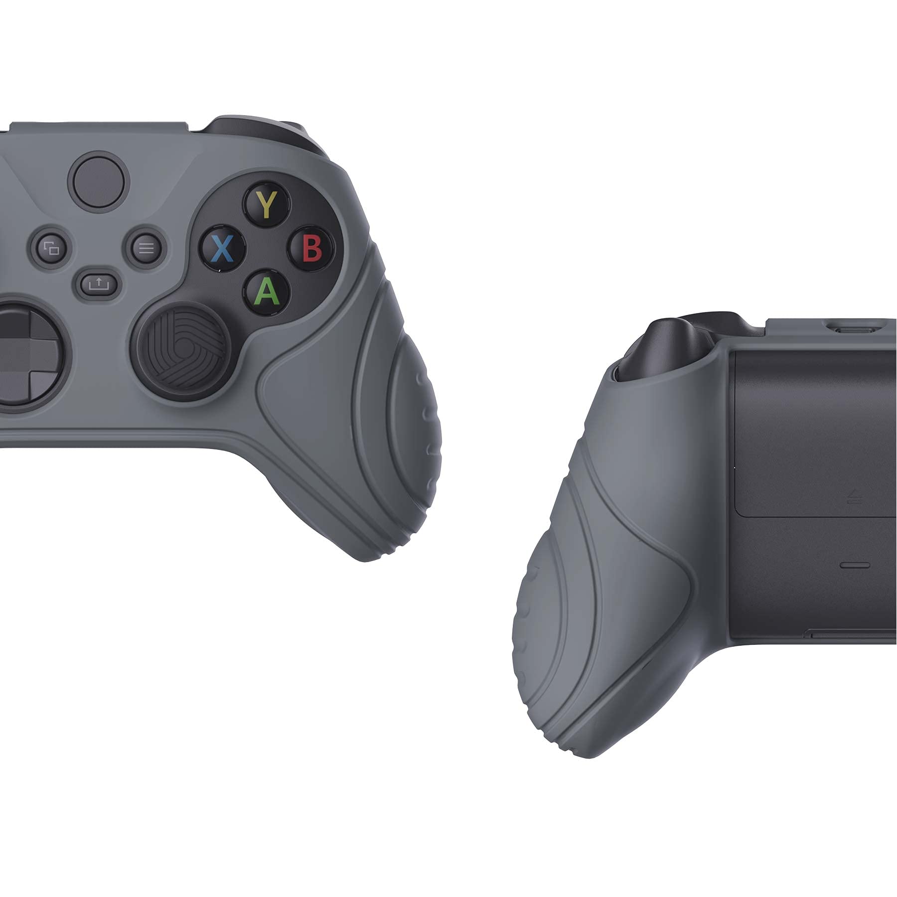 PlayVital Samurai Edition Gray Anti-Slip Controller Grip Silicone Skin, Ergonomic Soft Rubber Protective Case Cover for Xbox Series S/X Controller with Black Thumb Stick Caps