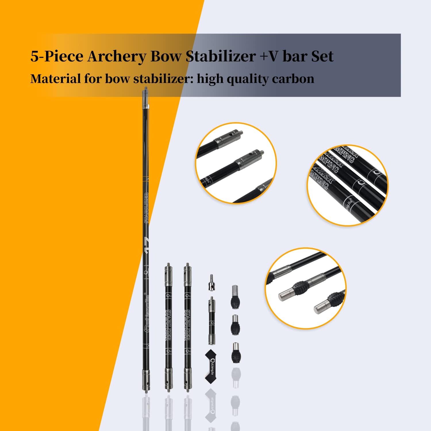 Perogen Archery Bow Stabilizer Set 30/15/5 inch for Recurve Bow Carbon Fiber Bow Stabilizer Extension Pole Rod Bow Stabilizer