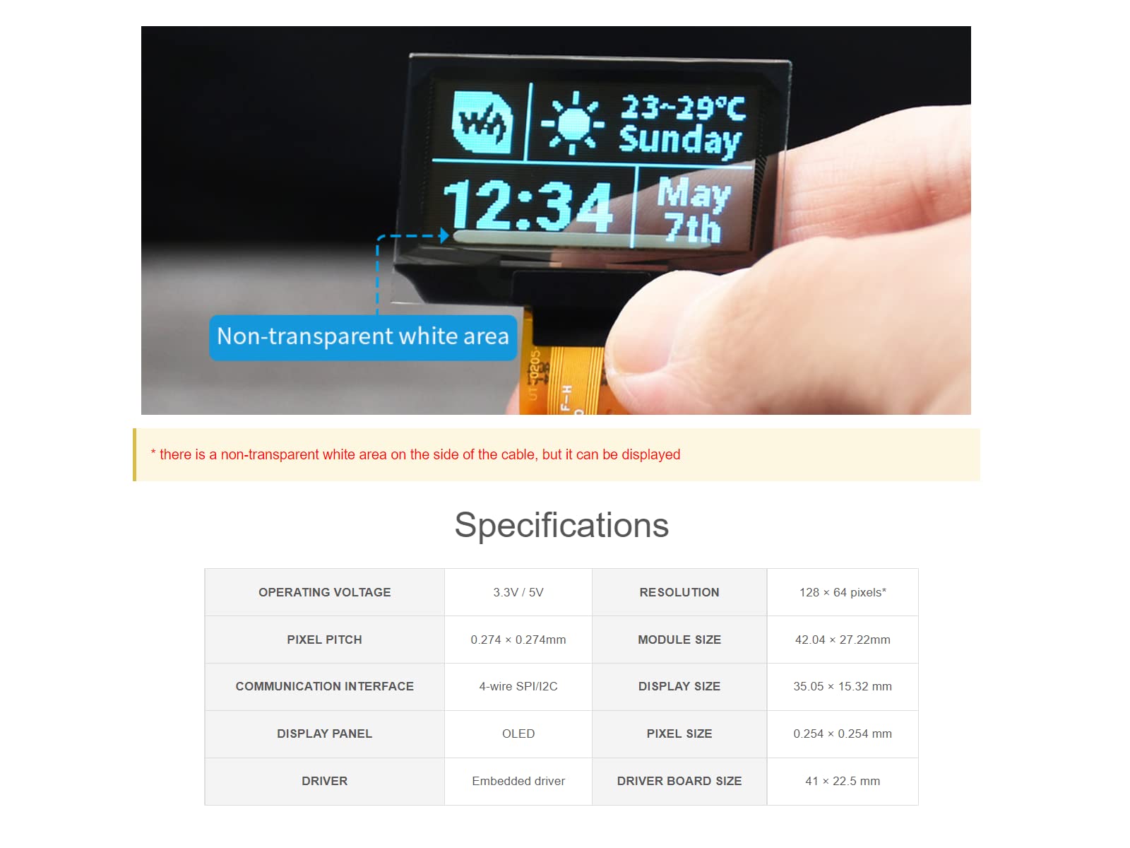 waveshare for Raspberry Pi/Arduino/STM32, 1.51" Transparent OLED Screen with Expansion Board, 128x64 Pixels Light Blue Color Display,3.3V / 5V Voltage Embedded Chip, SPI/I2C Interfaces