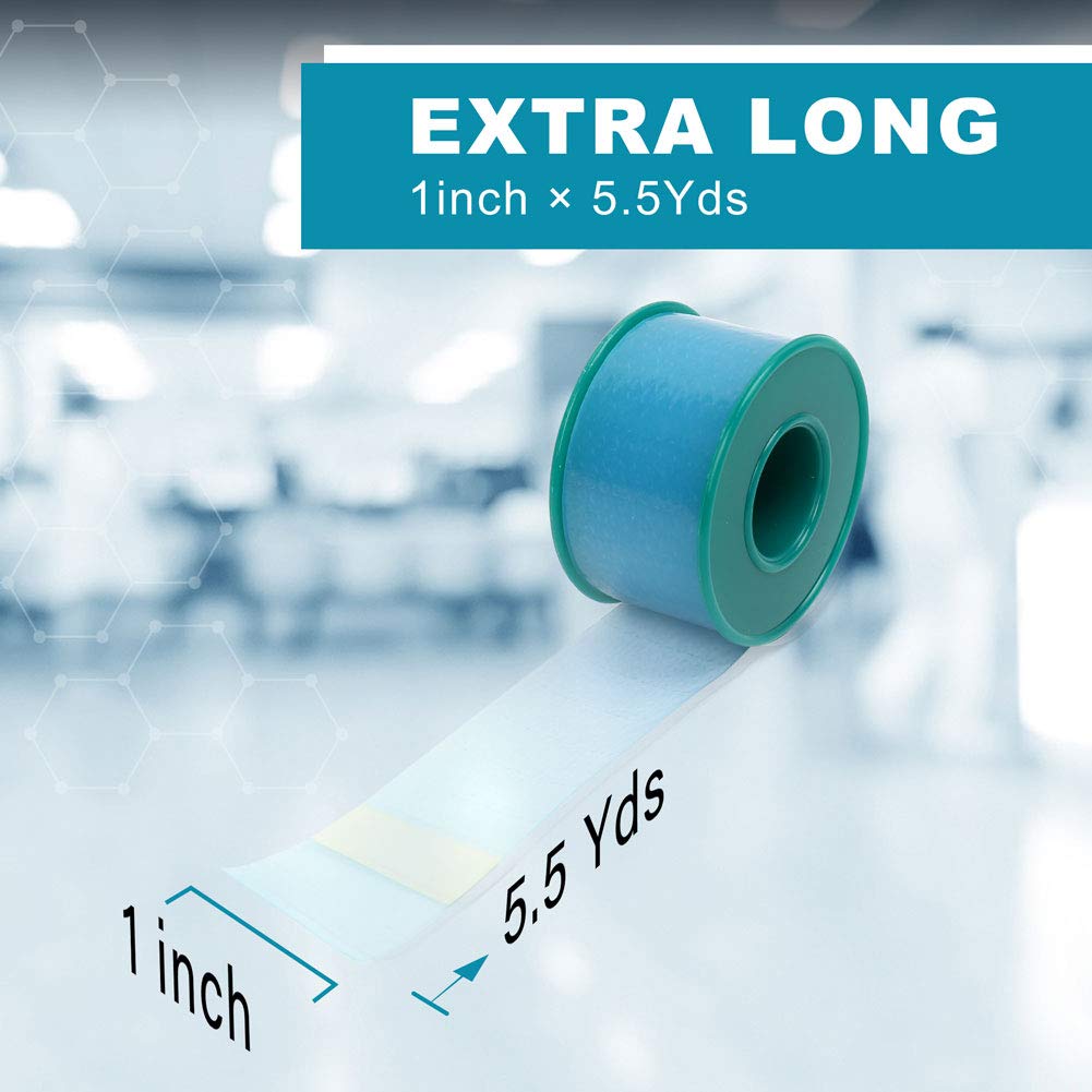 LotFancy Medical Silicone Tape, 2Rolls 1βΓ5.5 Yds, Waterproof Adhesive Surgical Tape, Soft Skin Tape for Surgery First Aid, Wound, Bandage and Sensitive Skin