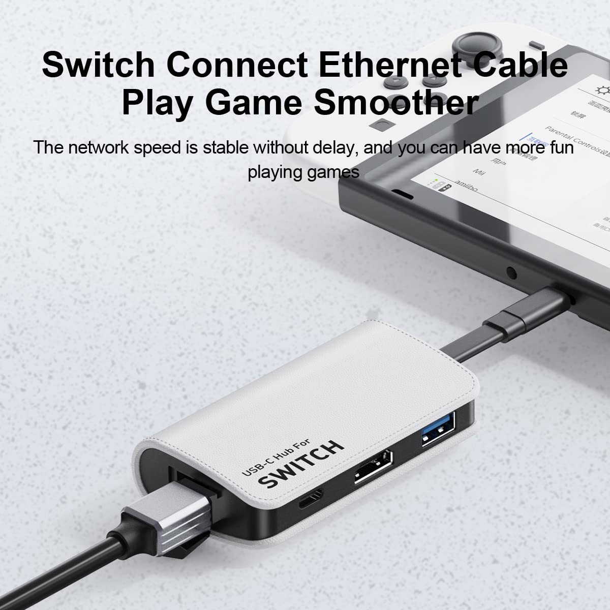 Switch Dock for Nintendo Switch OLED, Hagibis Portable Leather Shell TV Dock Charging Docking Station with RJ45, HDMI and USB 3.0 Port Replacement Base Doc USB C to HDMI TV Adapter for MacBook Pro Air