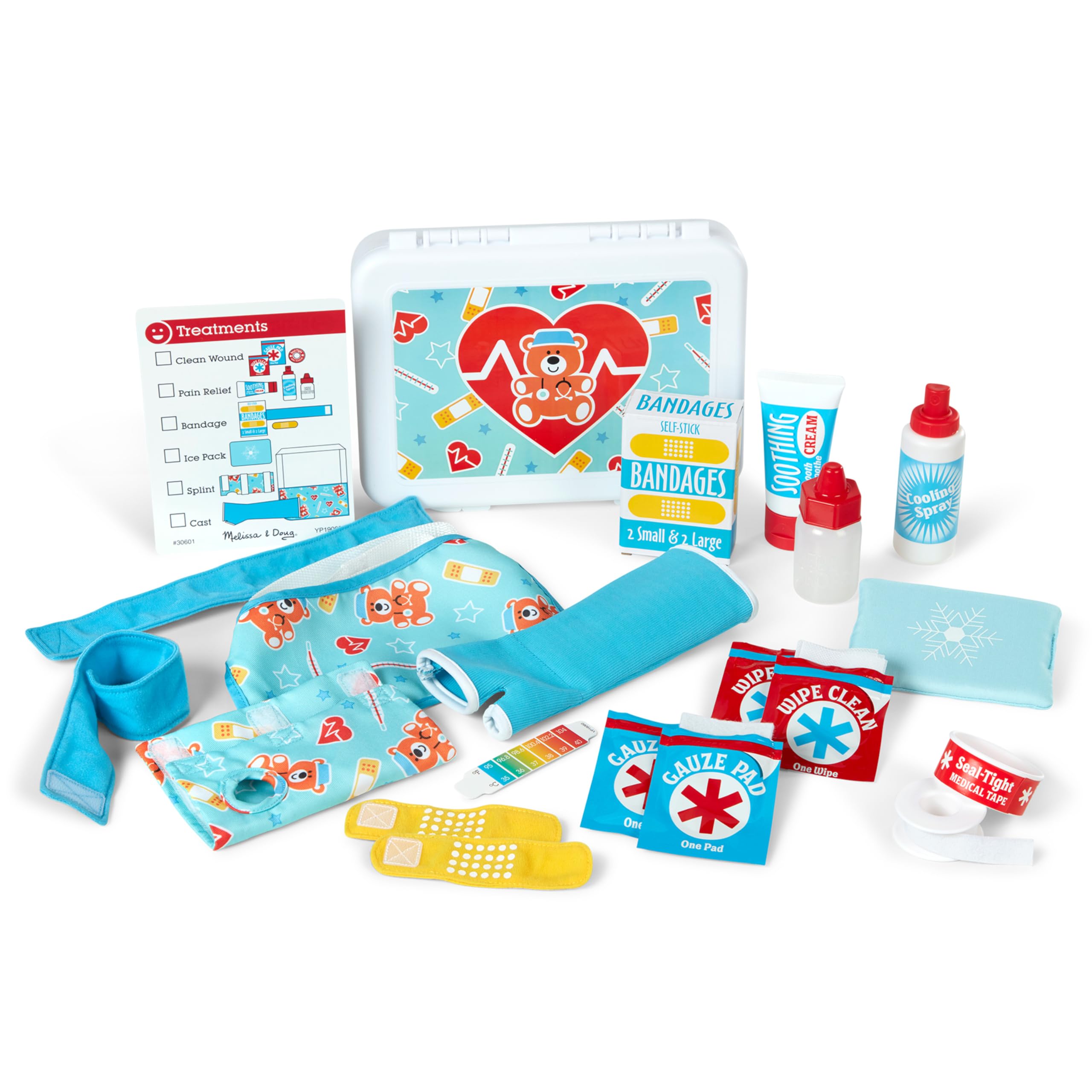 Melissa & Doug Get Well First Aid Kit Play Set β 25 Toy Pieces - Pretend Play Reusable Bandages