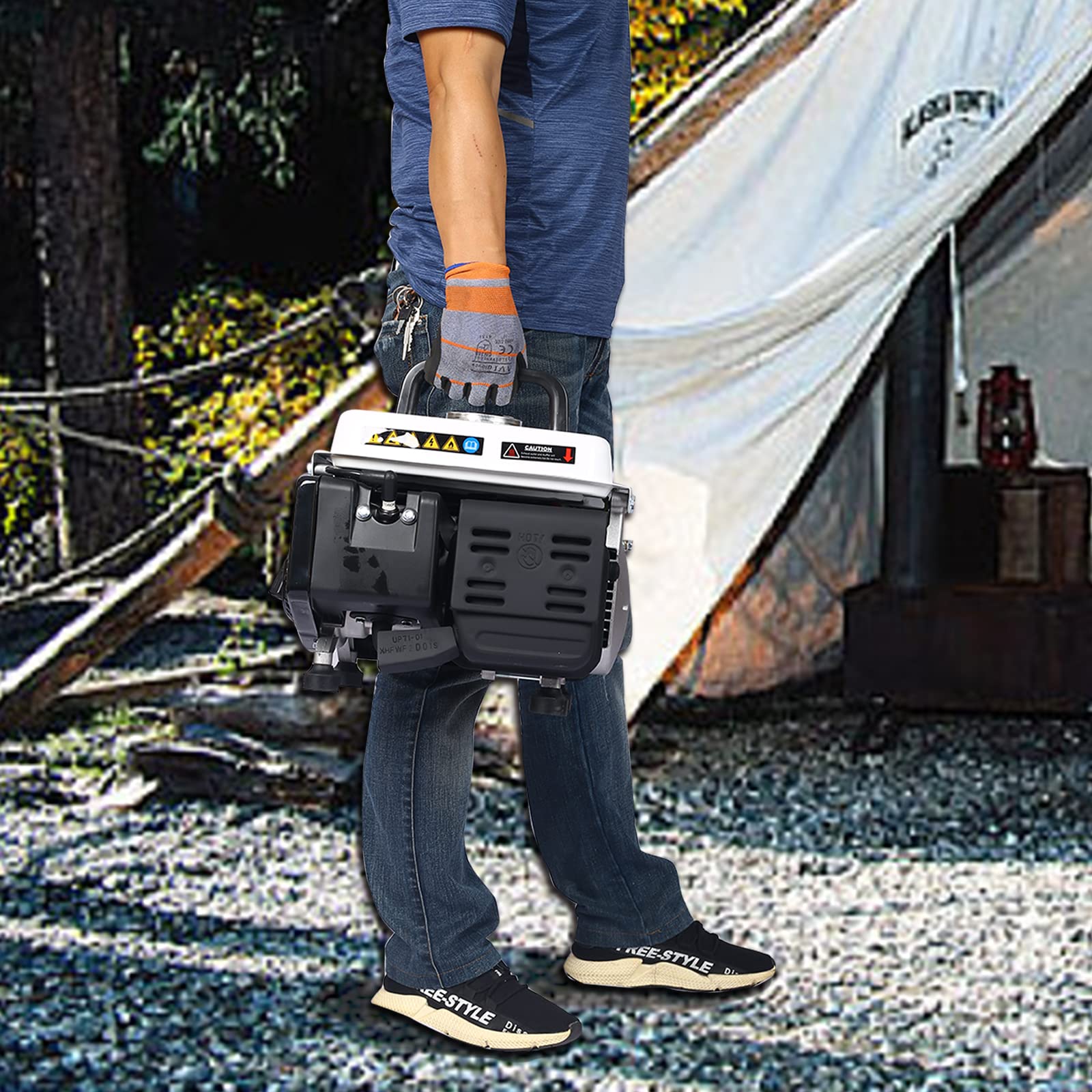 WIILAYOK Portable Generator, 900 Watts Gas Powered Generator for Backup Home Use & Outdoors Camping Low Noise Ultra Lightweight EPA III and CARB Compliant (Black & White)