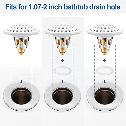 Uxoz Sink Stopper, 2-in-1 Bathroom Sink Stopper with Silicone Hair Catcher, Anti Clogging Sink Drain Strainer, Match for 1.06 to 1.97 Inch Sink Drain Hole