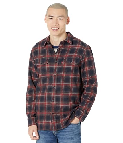 Levi's Men's Classic Worker Long Sleeve Wovens Shirt, Black Agate, X-Large