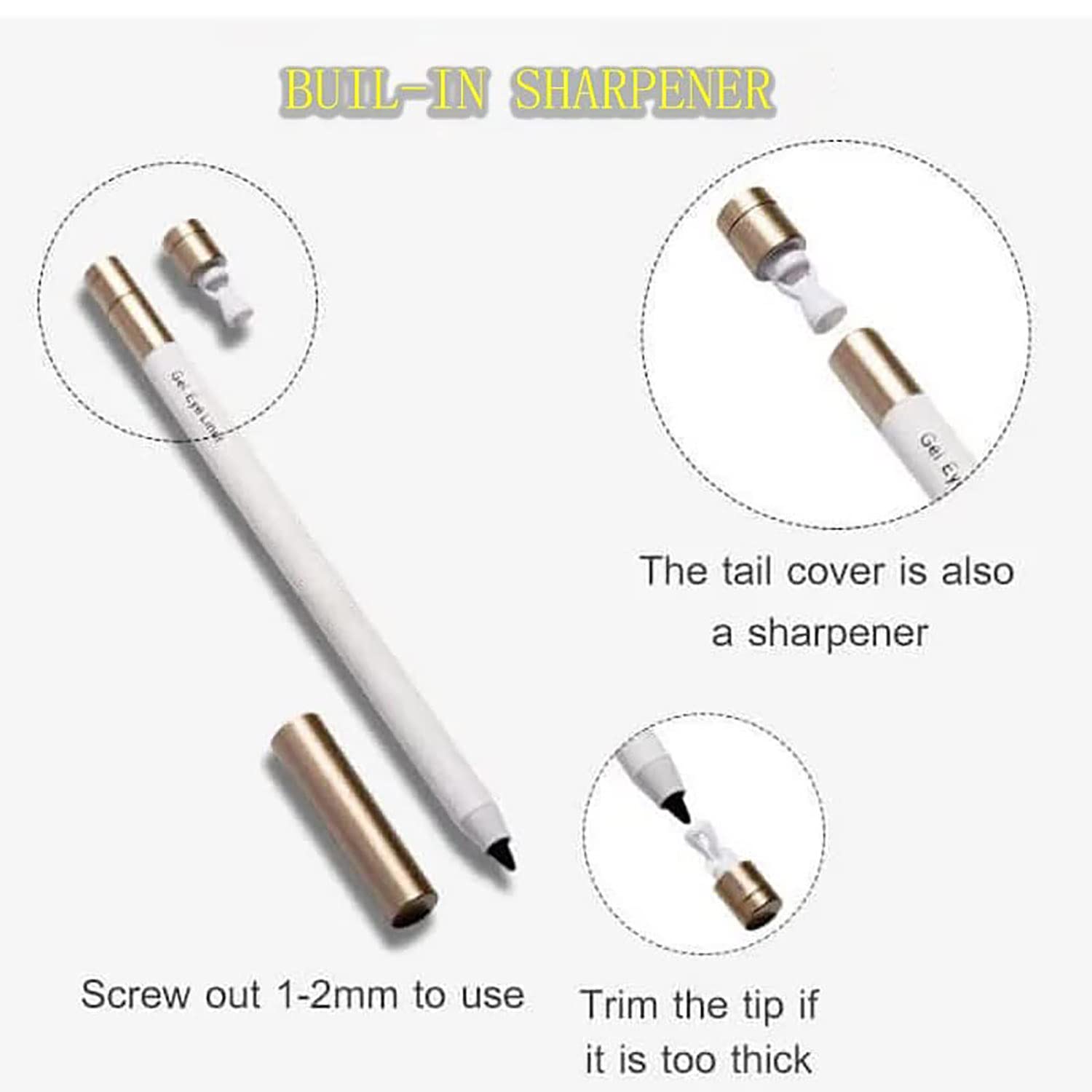 MKOXPO Heykomi Eyeliner - Heykomi Non-Smudging Waterproof And Long-Lasting Eyeliner Pencil, Quick Drying Long Lasting Waterproof and Sweat Proof Eyeliner, Extra Fine Eyeliner with Sharpener (2*Black)