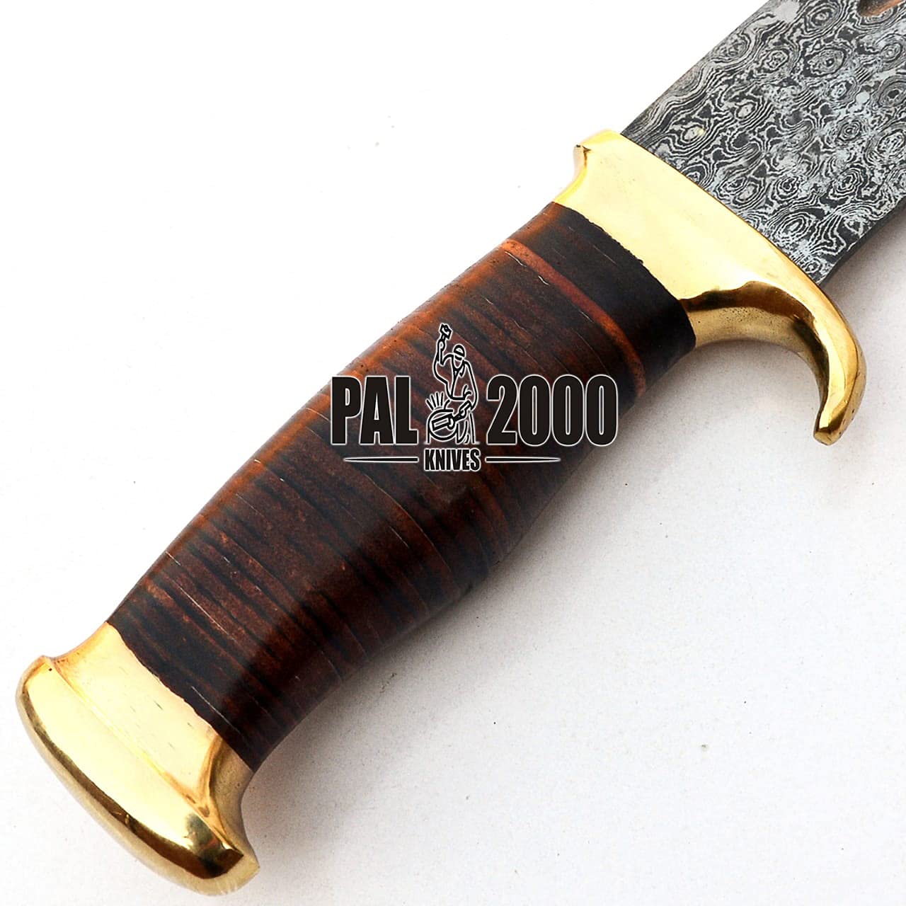 PAL 2000 KNIVES Handmade Damascus Steel Knife With Leather Sheath 18 Inch Knife Custom Knife Stack Leather Handle Snra 9610