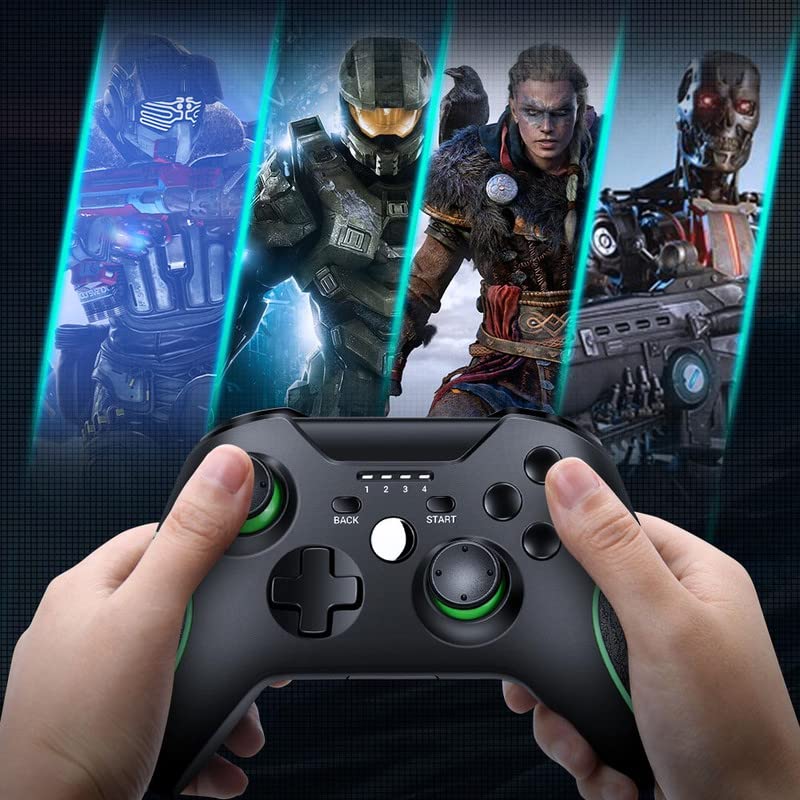 OKHAHA Wireless Controller for Xbox One (X/S), Series X/S, PS3&PC, 3rd-Party PC Controller Wireless for PS3 Controller for Xbox One Controller Wireless for Xbox Controller Wireless 2.4GHZ Black Green
