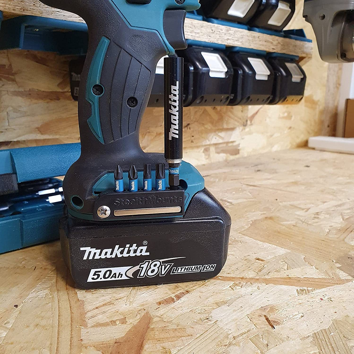 StealthMount Makita Magnetic Bit Holder - 2 Pack Drill Bit Organizer | Bit Holder for Makita | Makita Bit Holder for Drill | Makita Impact Bit Holder | Makita Bit Holder for Impact Driver | Made in UK