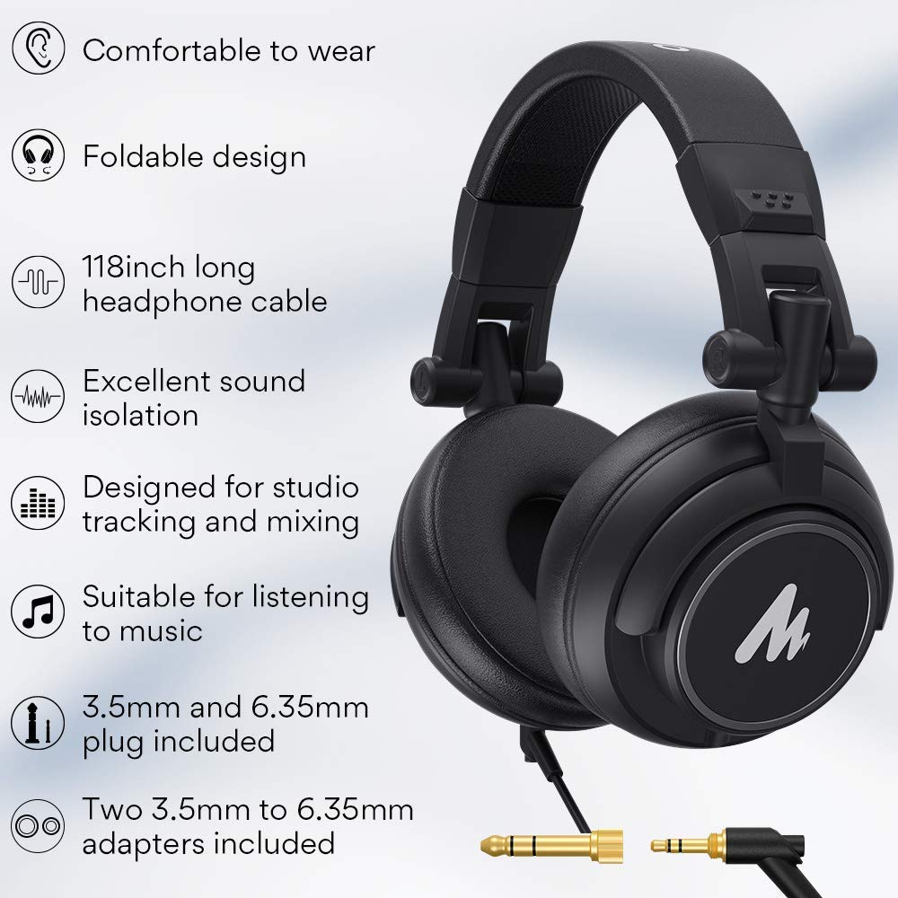 MAONO AU-PM421 USB Microphone with AU-MH601 Studio Monitor Headphones Bundle Plug and Play for Podcast, YouTube, Musicā¦
