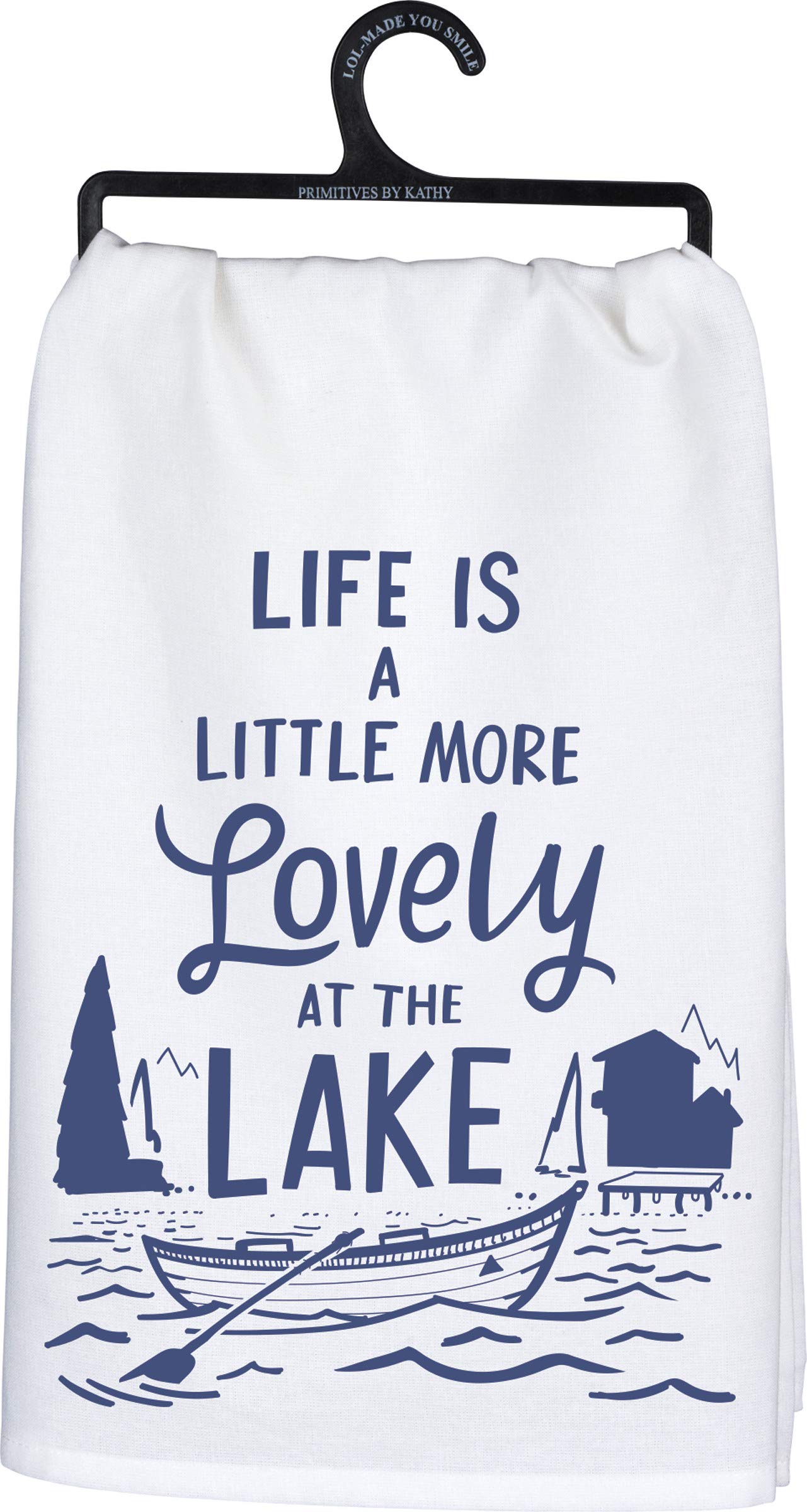 Primitives by Kathy 104268 LOL Made You Smile Dish Towel, 28 x 28-Inches, Lovely at The Lake