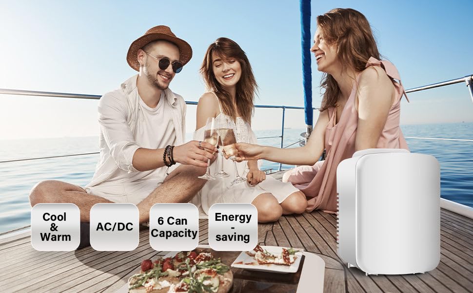 Mini Fridge, 4L/6 Can Portable Cooler & Warmer Freon-Free Small Refrigerator Provide Compact Storage for Skincare, Beverage, Food, Cosmetics, White as Pic