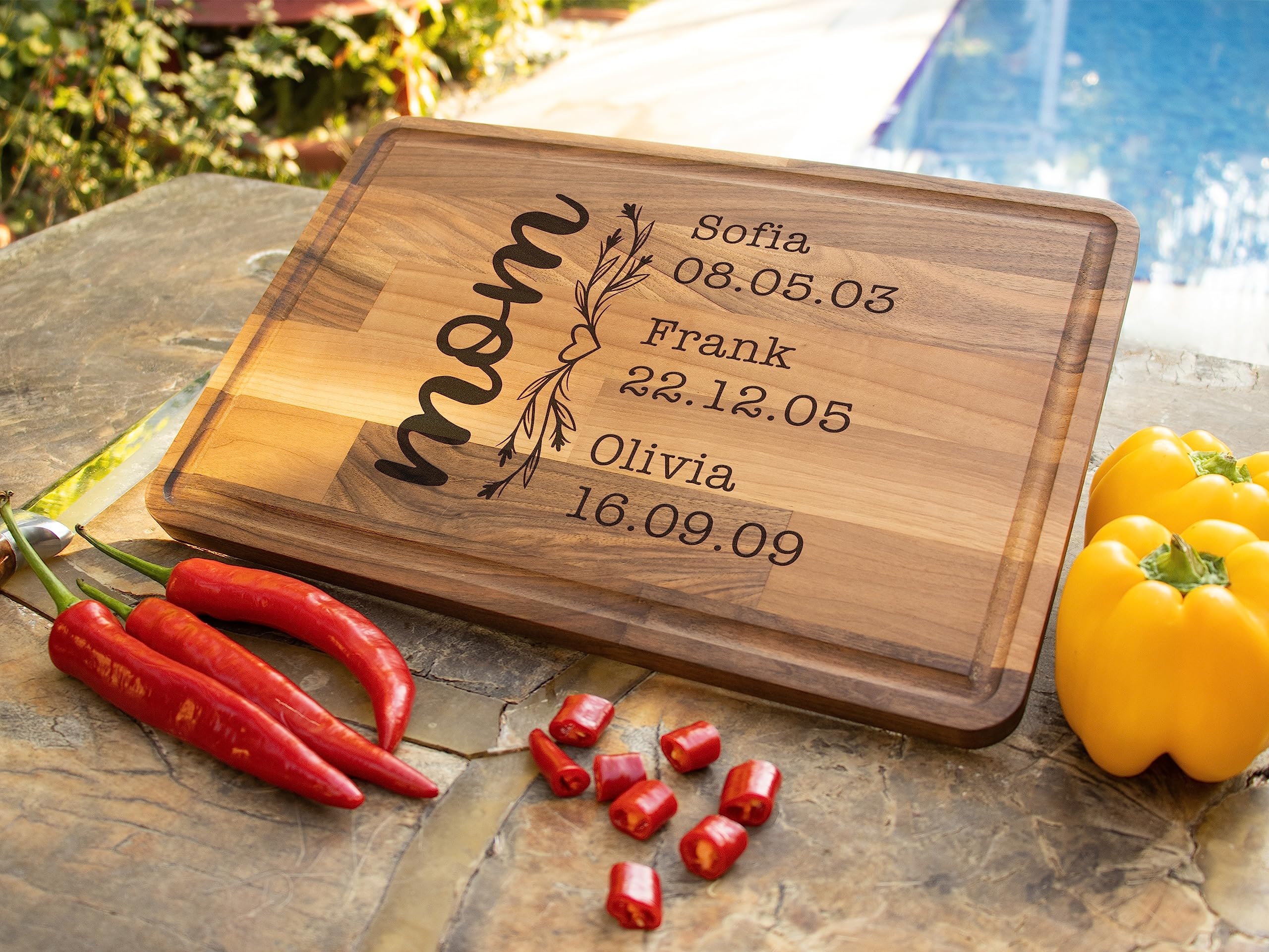 Personalized Cutting Board | Customized Cutting Board | Custom Cutting Board Wood Engraved | Custom Meat Board | Mother's Day Gift | Gifts for Mother | Personalized Gifts (Without Handle)