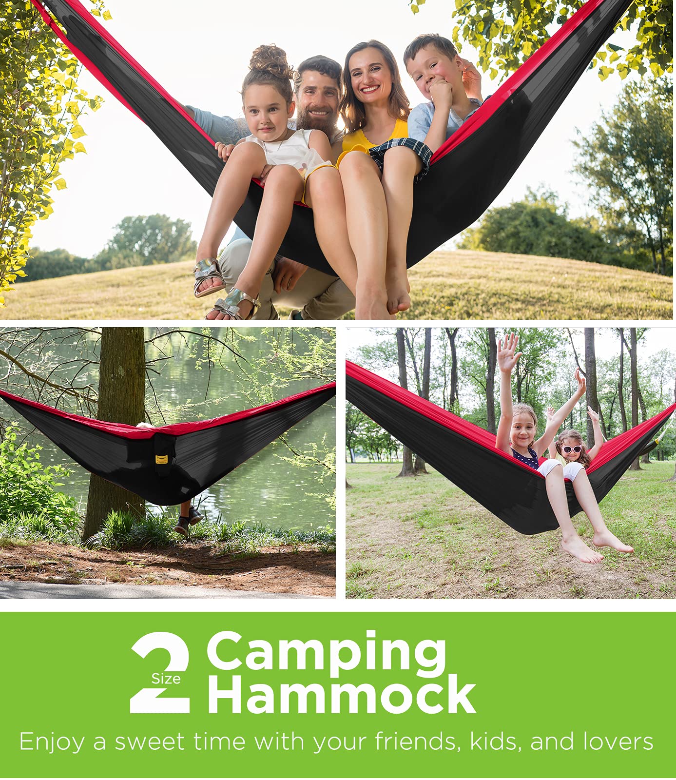 Puroma Camping Hammock with Net Double & Single Hammock with Tree Straps Portable Hammock Ultralight Nylon Parachute Hammocks for Backpacking, Travel, Beach, Camping, Hiking, Backyard