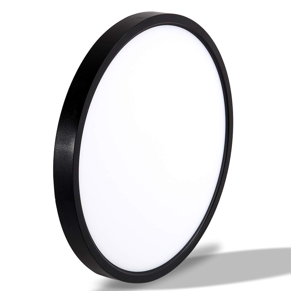 TALOYA LED Ceiling Light Office Black,3 Color Temperatures in One(3000k/4000k/6000k),15.8 Inch Thin Flat Modern Flush Mount LED Light Fixture for Living Room,24w Round