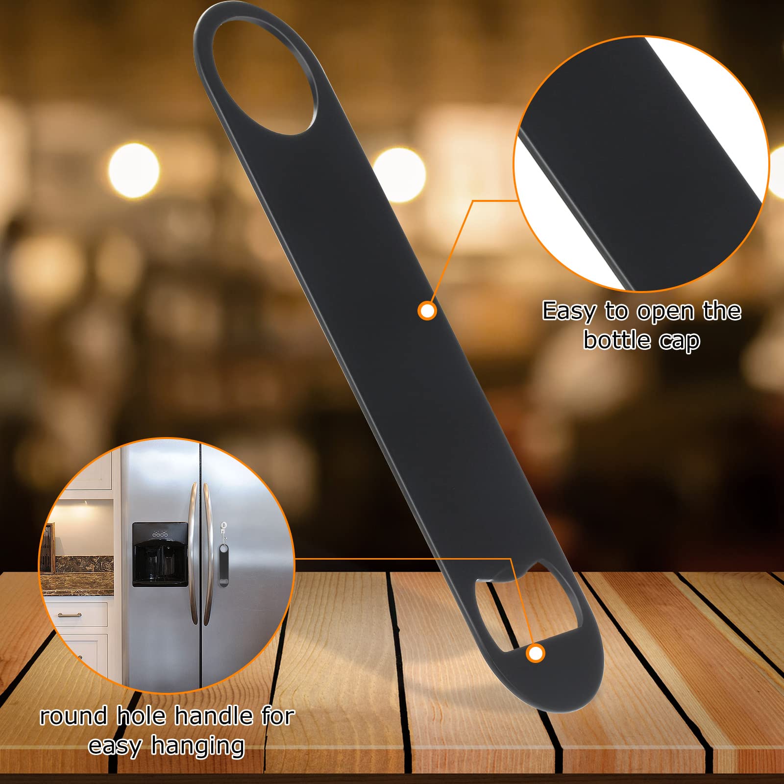 QTLCOHD 20 Pack Flat Bottle Opener 7 Inch Stainless Steel Bottle Openers Bulk Black Beer Bottle Opener Bartender Beer Bottle Opener for Kitchen Bar or Restaurant