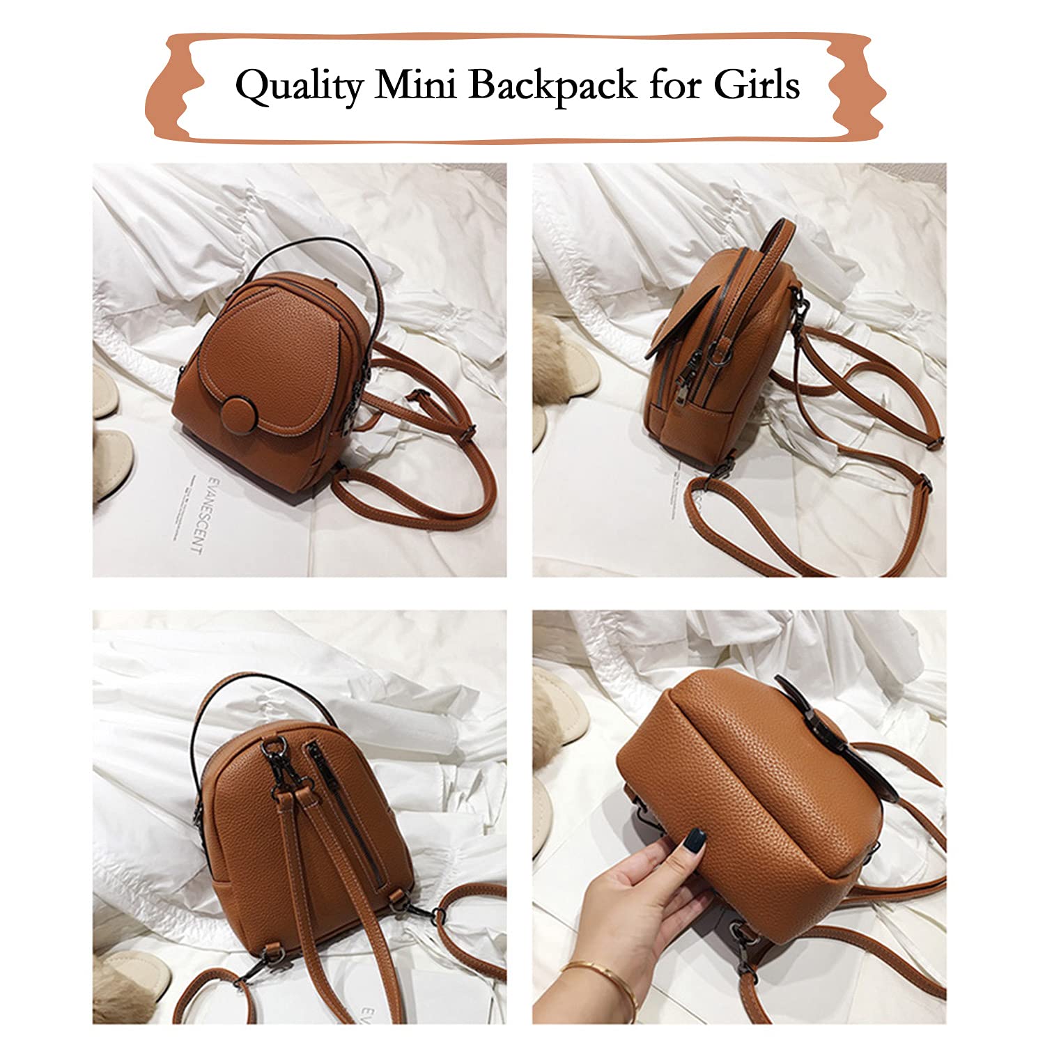 Mini Backpack Purse, SIXVONA Small Convertible Soft Faux Leather Backpack for Women Ladies, Brown
