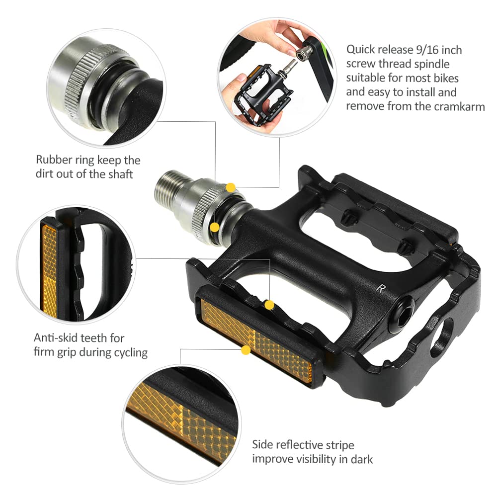 Lixada Mountain Bike Pedals,Mountain Bicycle Pedals Quick Release Pedals Cycling Platform Pedal with Pedal Extender Adapter
