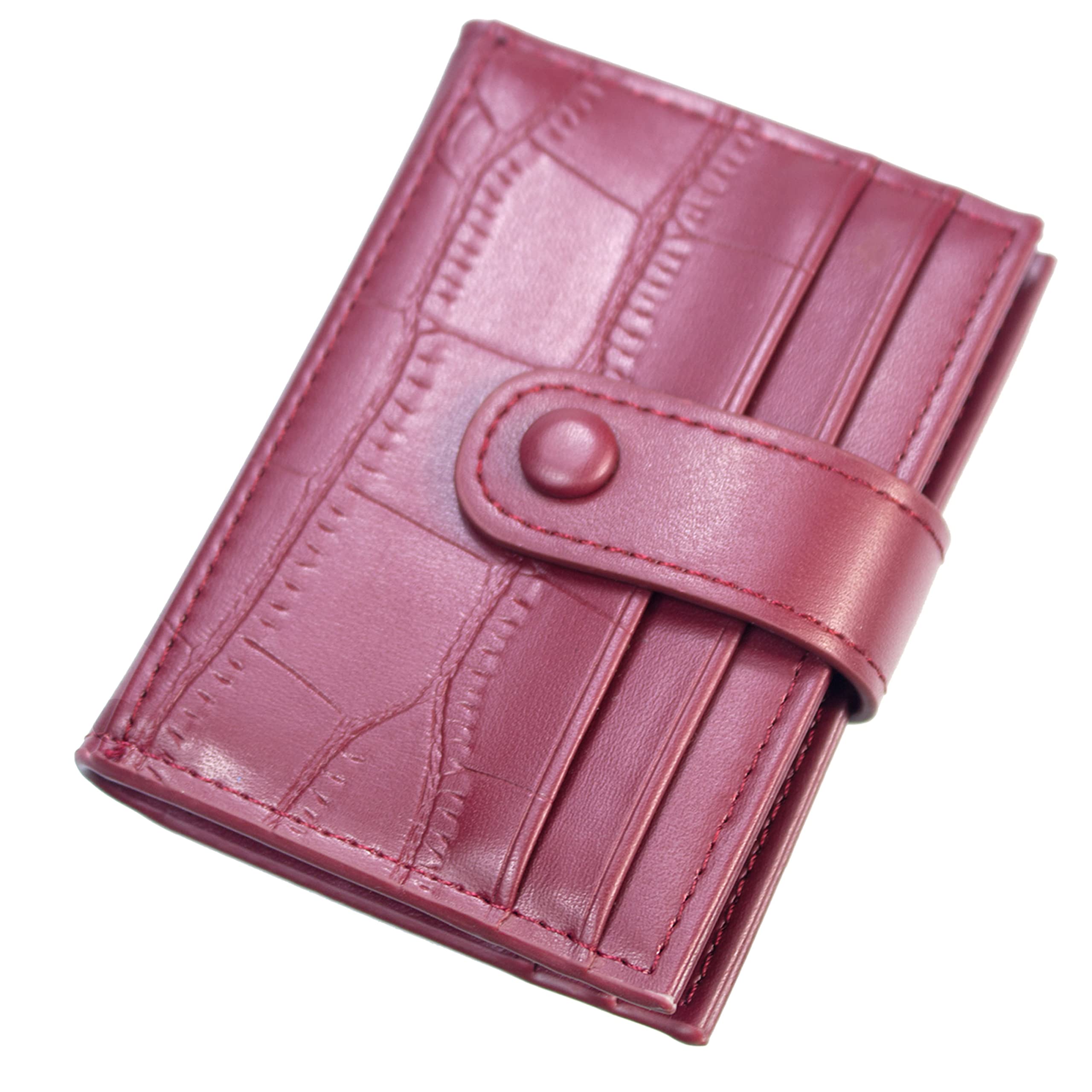 SUMGOGO Credit Card Wallet Mini Small Slim Card Cases Holder Stone Pattern Leather Wallets for Women Gilrs (Blue)
