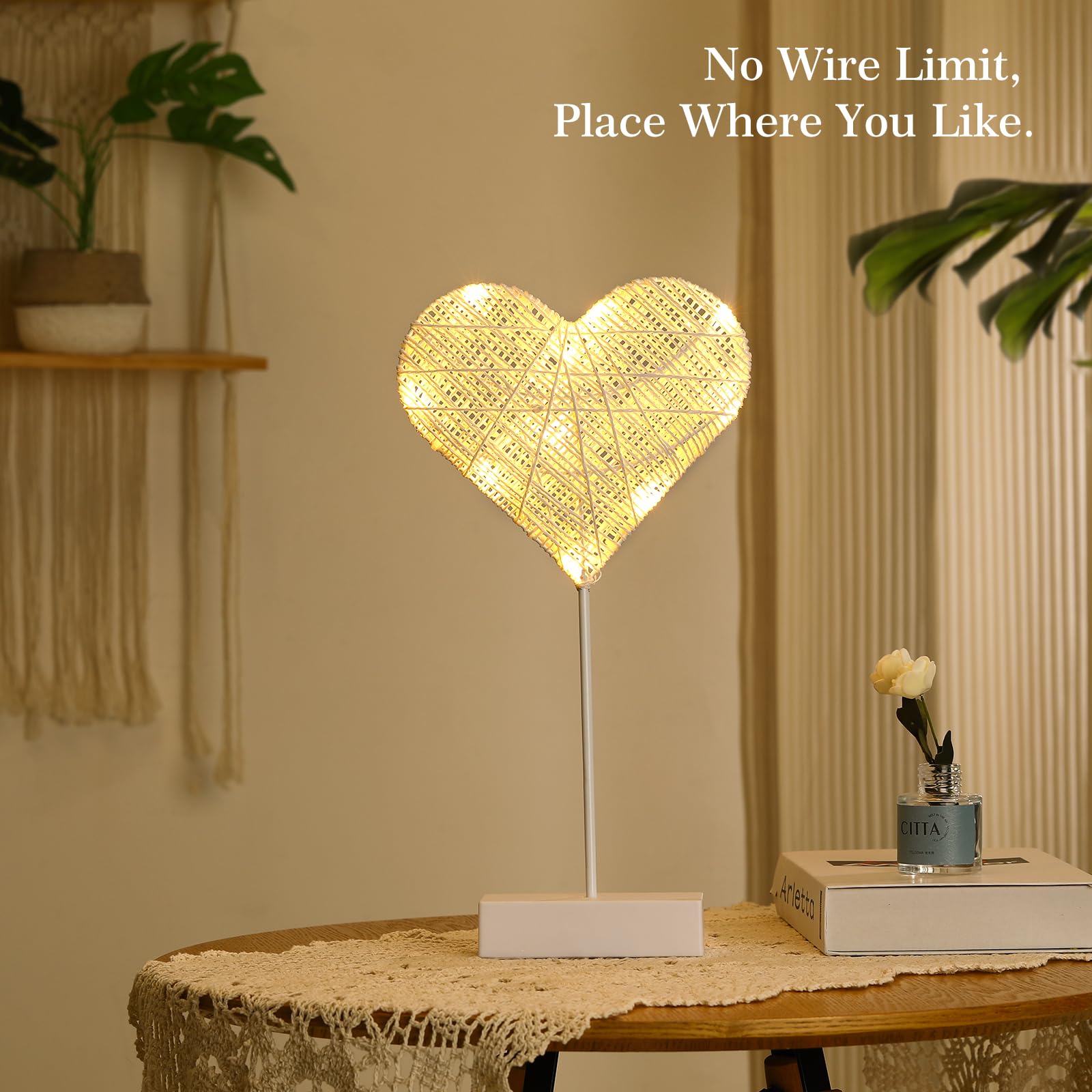 Lewondr Christmas Tree Lamp, Winding Cotton Thread Mini Christmas Tree with Lights, Battery Powered Desktop Christmas Tree Light for Xmas Home Bedside Table Lamp Decorative Tree for Table Top, White