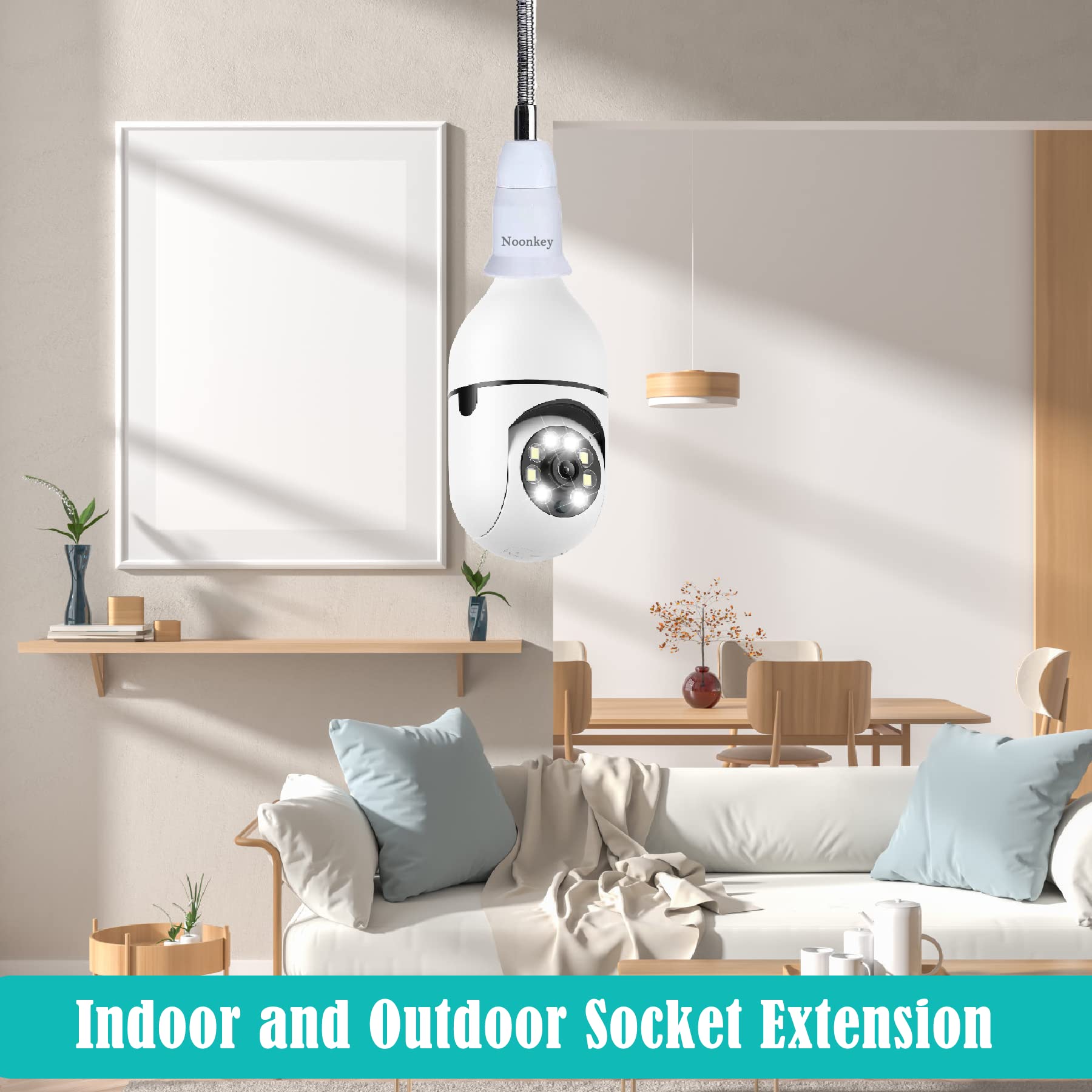 Light Socket Extender [2-Pack], 360 Degree Adjustable Flexing Neck, 19 CM/7.5 Inch Extension Adapter, Compatible with All E26/E27 of Bulbs Screw Base, PBT Fireproof Material, White