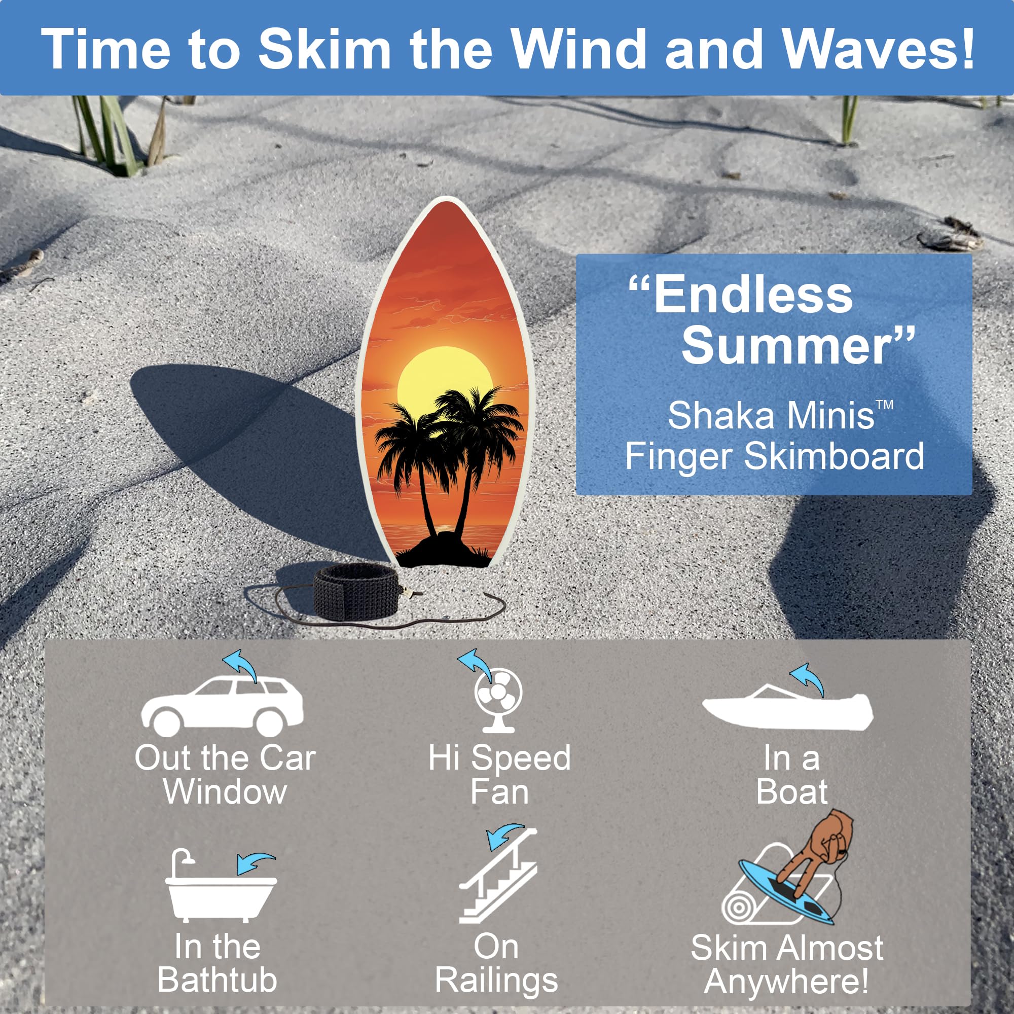 Shaka Minis Finger Skimboard | Finger Surfboard - Skim and Surf The Wind, Waves and Almost Anywhere (Endless Summer)