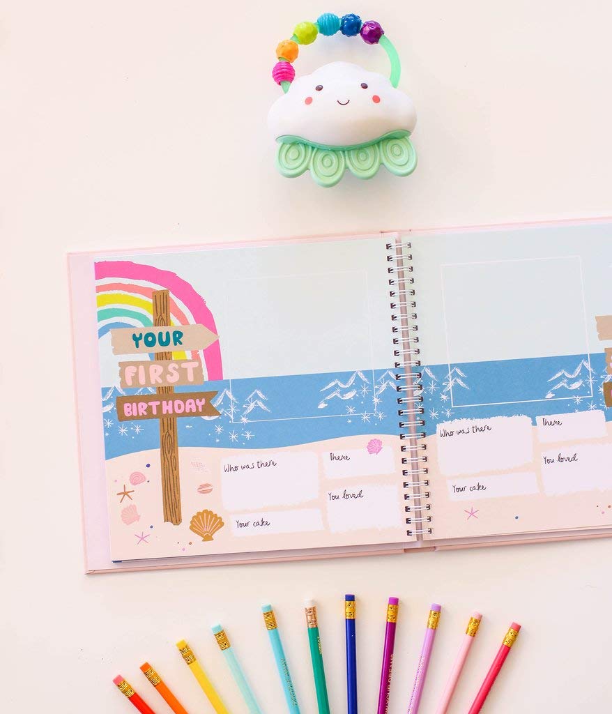 Lucy Darling Little Beach Babe Memory Book - First Year Journal Album to Capture Precious Moments - Milestone Keepsake for Boy Or Girl - Made in USA