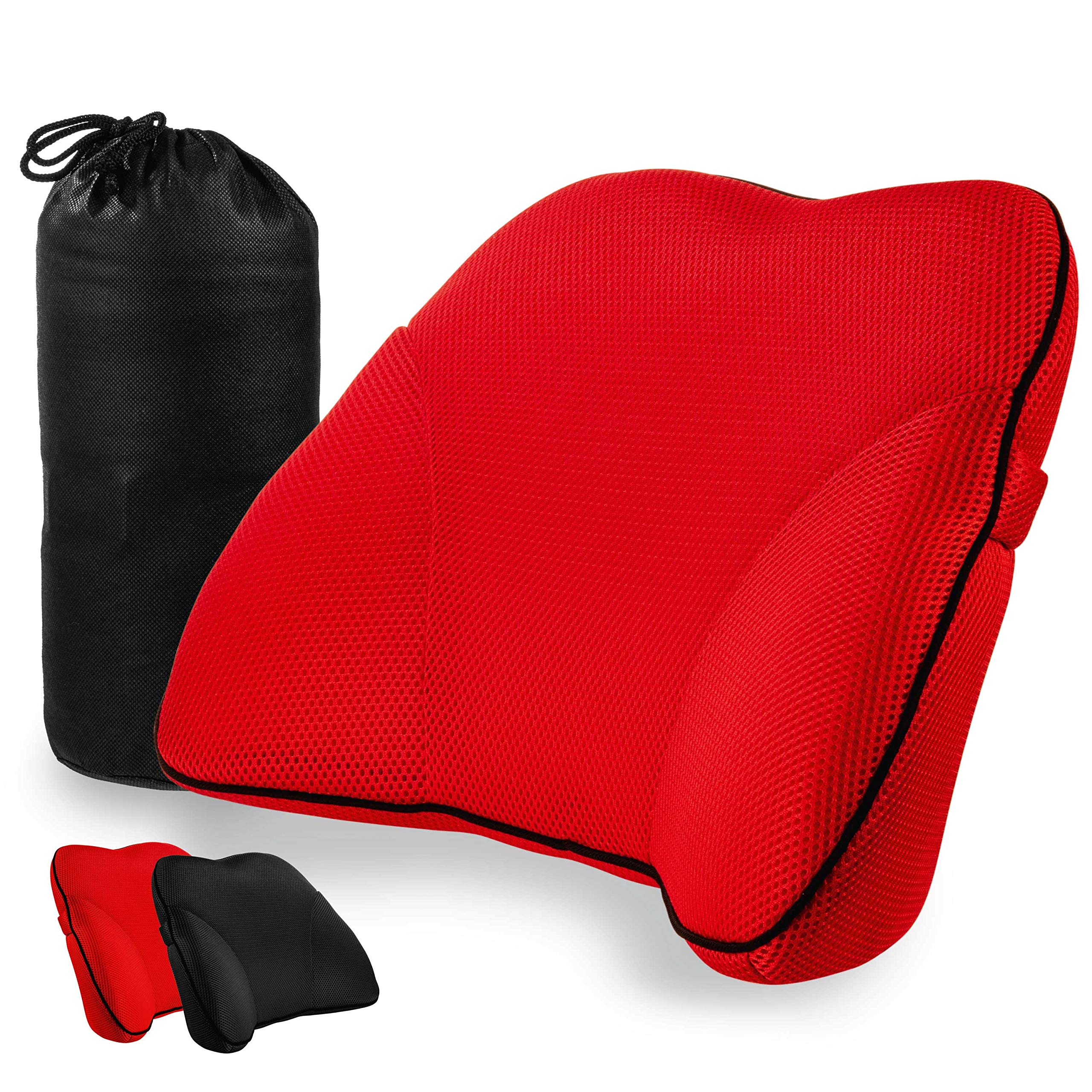 Memory Foam Lumbar Support Back Cushion with 3D Mesh Cover Balanced Firmness Designed for Lower Back Pain Relief- Ideal Back Pillow for Computer/Office Chair, Car Seat, Recliner etc.…