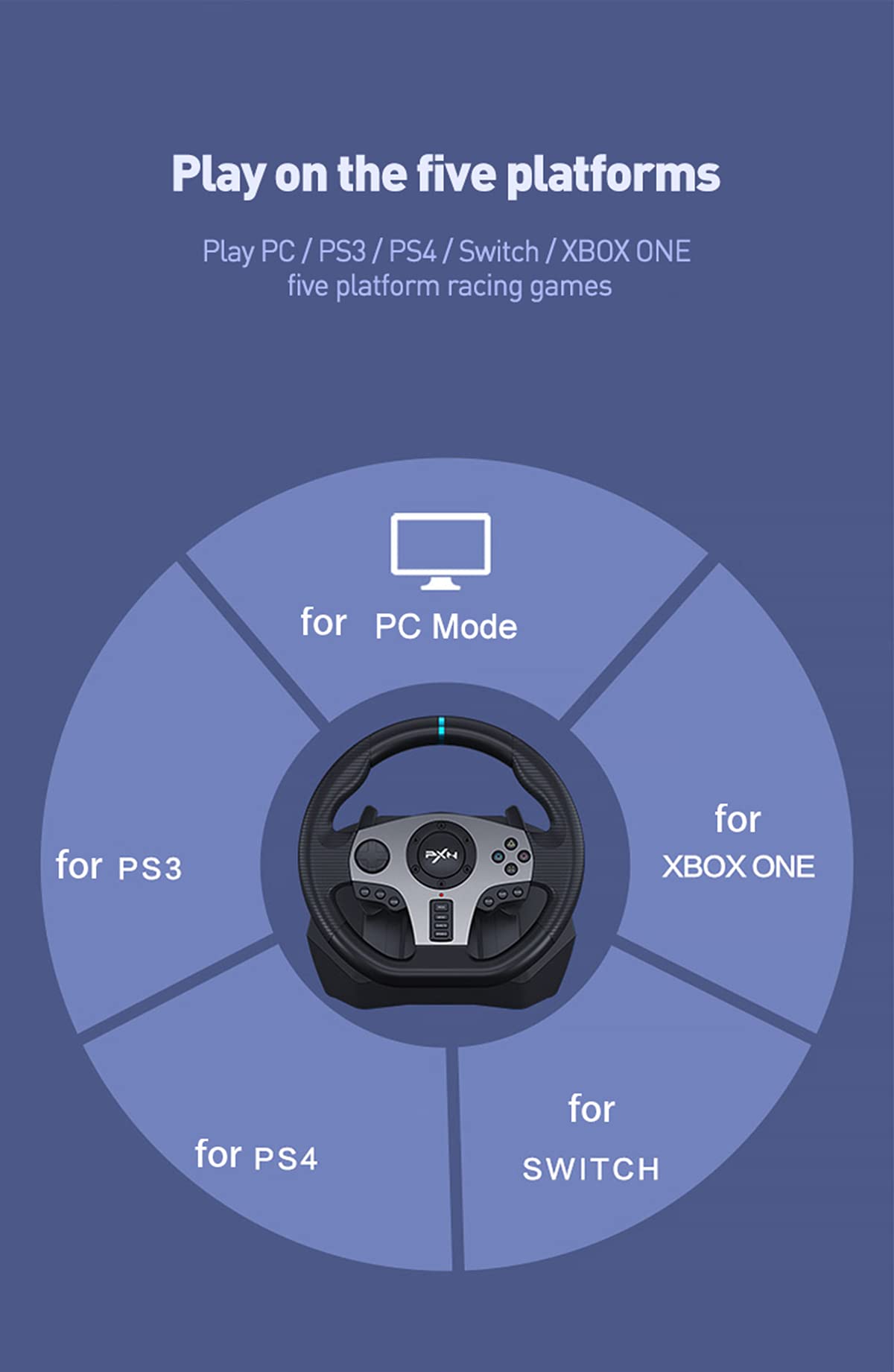 PXN V9 PC Steering Wheel with Pedals and Shifter 270/900 Degree Gaming Racing Wheel for PC,PS4,PS3,Xbox One, Xbox Series X/S,N-Switch (NOT Support Mac/PS5)
