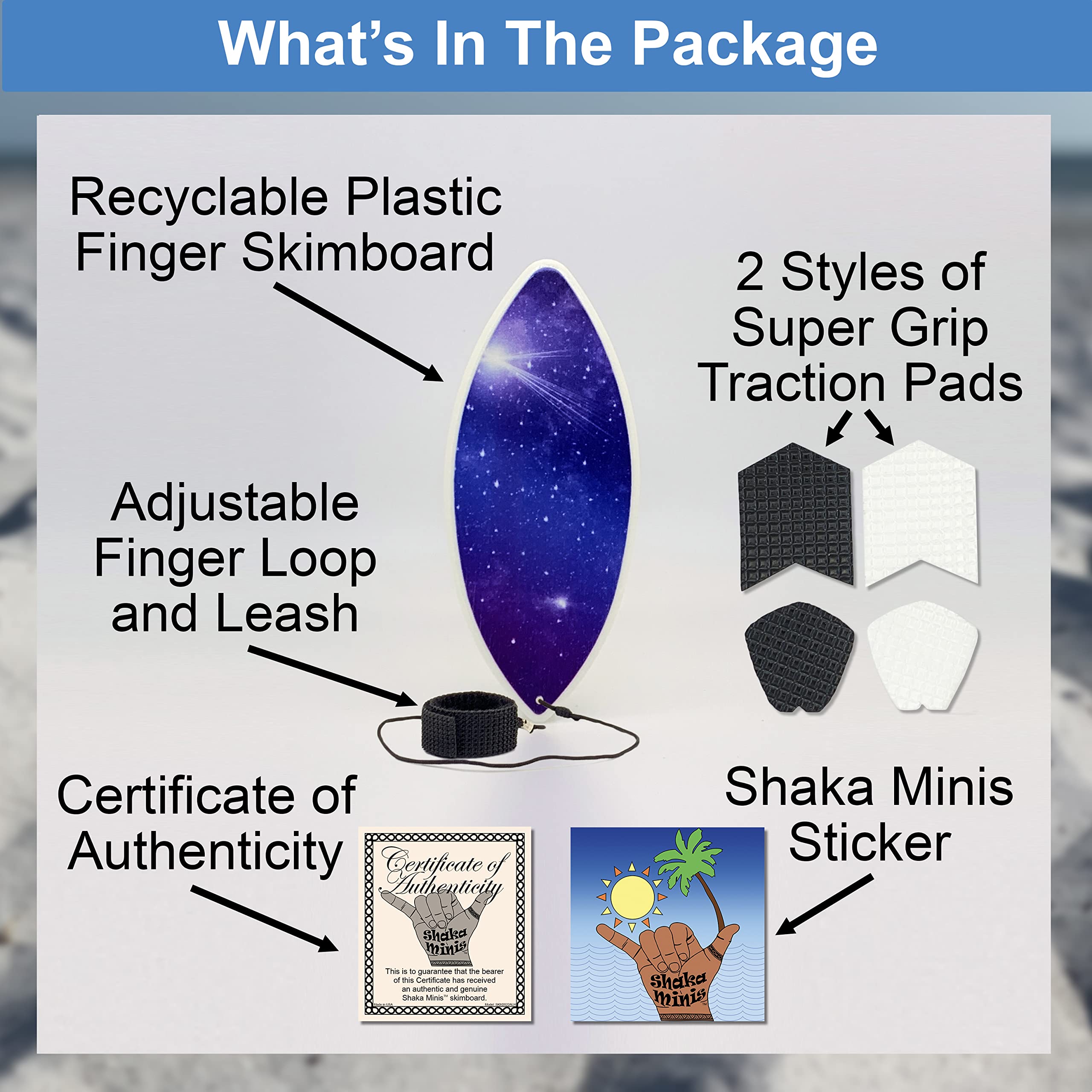 Shaka Minis Finger Skimboard | Finger Surfboard - Skim and Surf The Wind, Waves and Almost Anywhere (Galaxy)