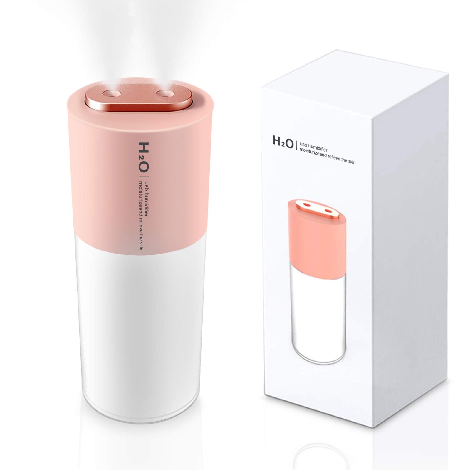 Mini Portable Humidifier for Car Office Desk, 400ML USB Rechargeable Little Cool Mist Humidifier, Cup Holder Car Humidifier Diffuser for Home, Baby Room, Travel