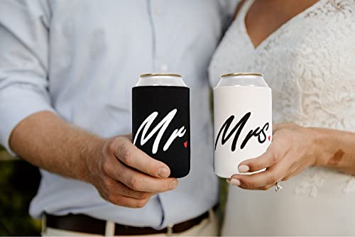 QualityPerfection Can Cooler Sleeves (2 Sets Regular + 2 Sets Slim) Insulated, Beer/Energy Drink Neoprene 4mm Thickness Thermocoolers for 12 oz Tall Skinny Beverage 4 Pack (Mr & Mrs