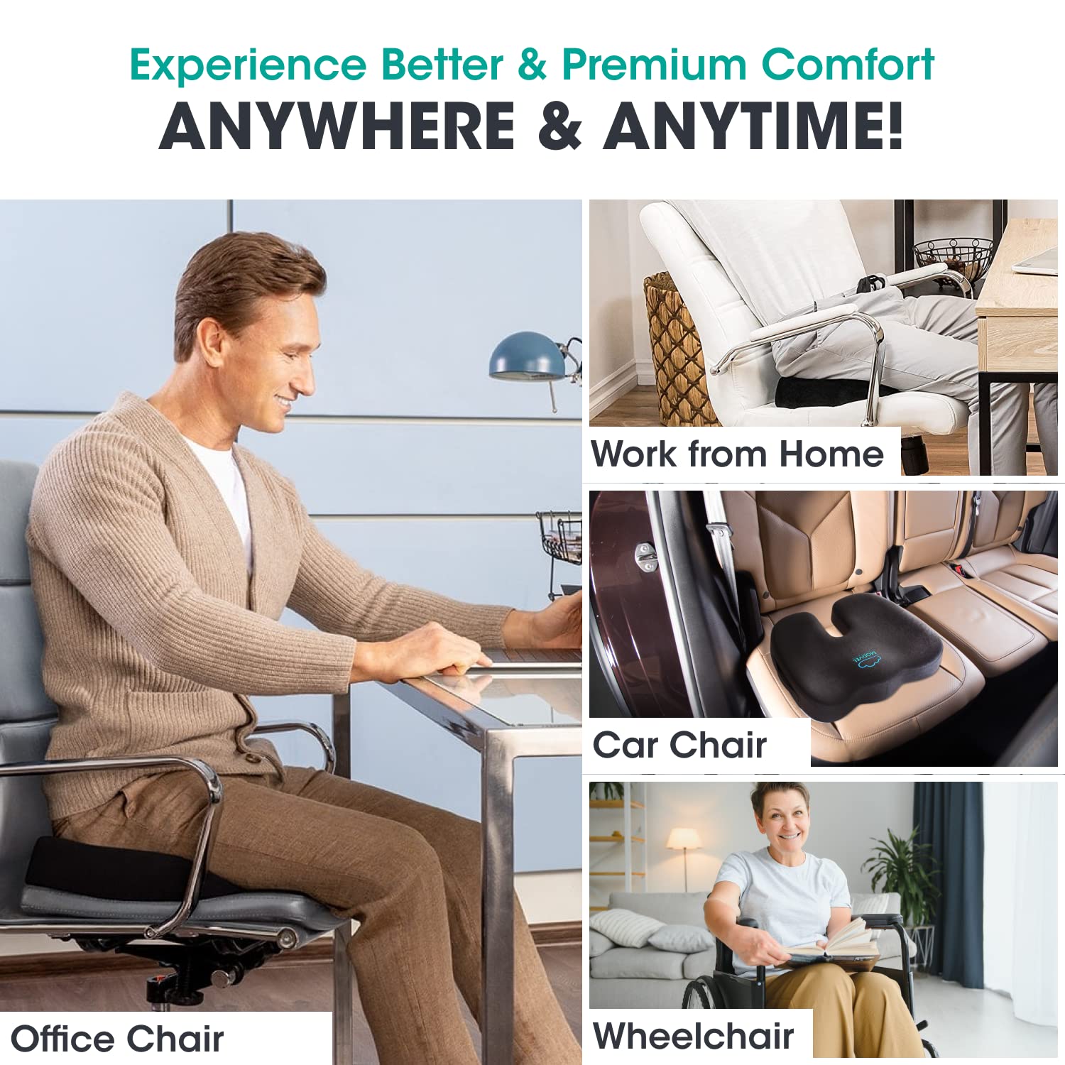Modvel - The Original Gel Seat Cushion for Desk Chair, Enhances Posture and Support, Non-Slip Bottom, Ideal Tailbone Cushions for Pressure Relief - Premium Gaming, Car, Office Chair Cushion