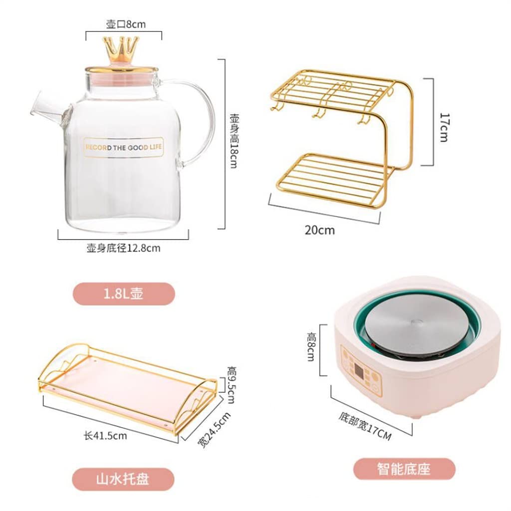 LOCZEK Pot Multi-Functional Home Office Small Fully Automatic Flower Tea Stew Electric Kettle Set/Pink/1.8L