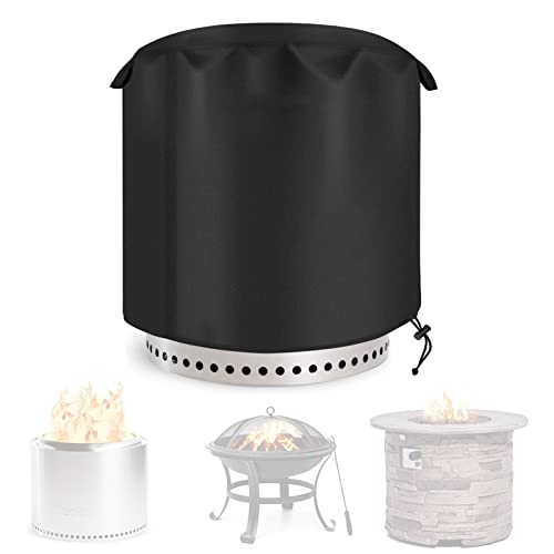 SELUGOVE Fire Pit Cover Round for Solo Stove Yukon Waterproof Winter Indoor Outdoor 32"Dia x 18.5"H 600D Polyester Anti-Crack Heavy Duty - Black,Solo Stove Yukon Cover
