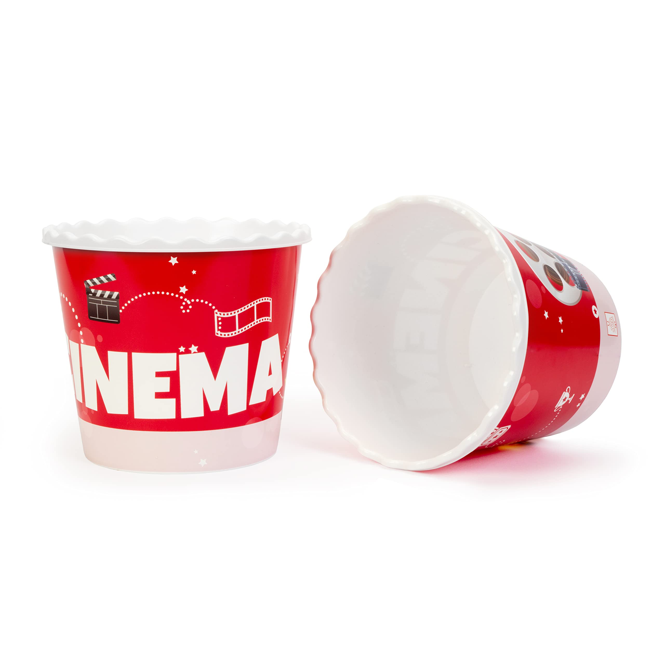 Retro Style Reusable Plastic Popcorn Containers/Popcorn Bowls Set for Movie Theater Night - Washable in The Dishwasher - (BPA Free-4 Pack) (Mix A)
