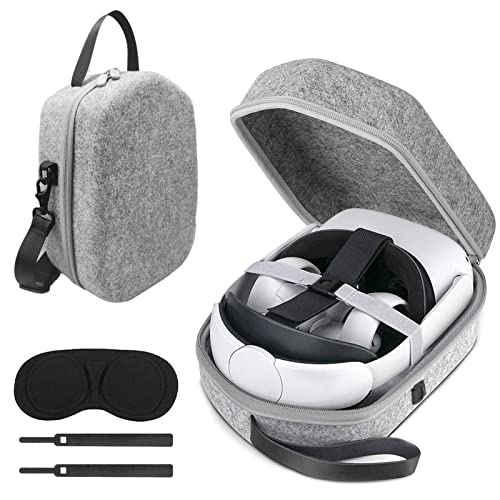 VakiReyy Carrying Case for Oculus Quest 2, Portable Hard Travel Case Storage Bag with Shoulder Strap for Oculus Quest VR Gaming Headset and Controllers Elite Strap Accessories for Travel and Home