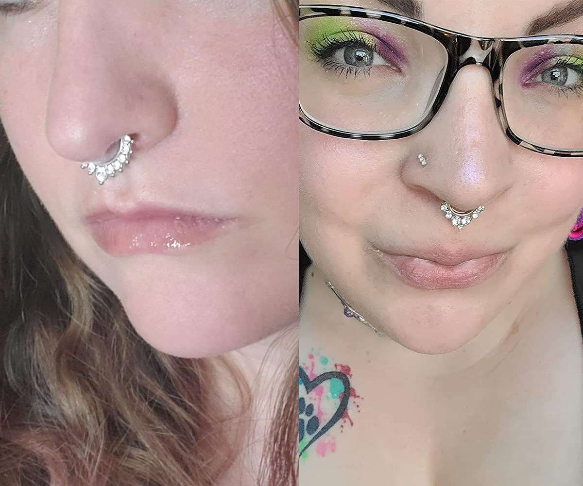 QWALIT Fake Septum Nose Rings for Women, Fake Nose Piercing Hoop, Stud, Helix Earring