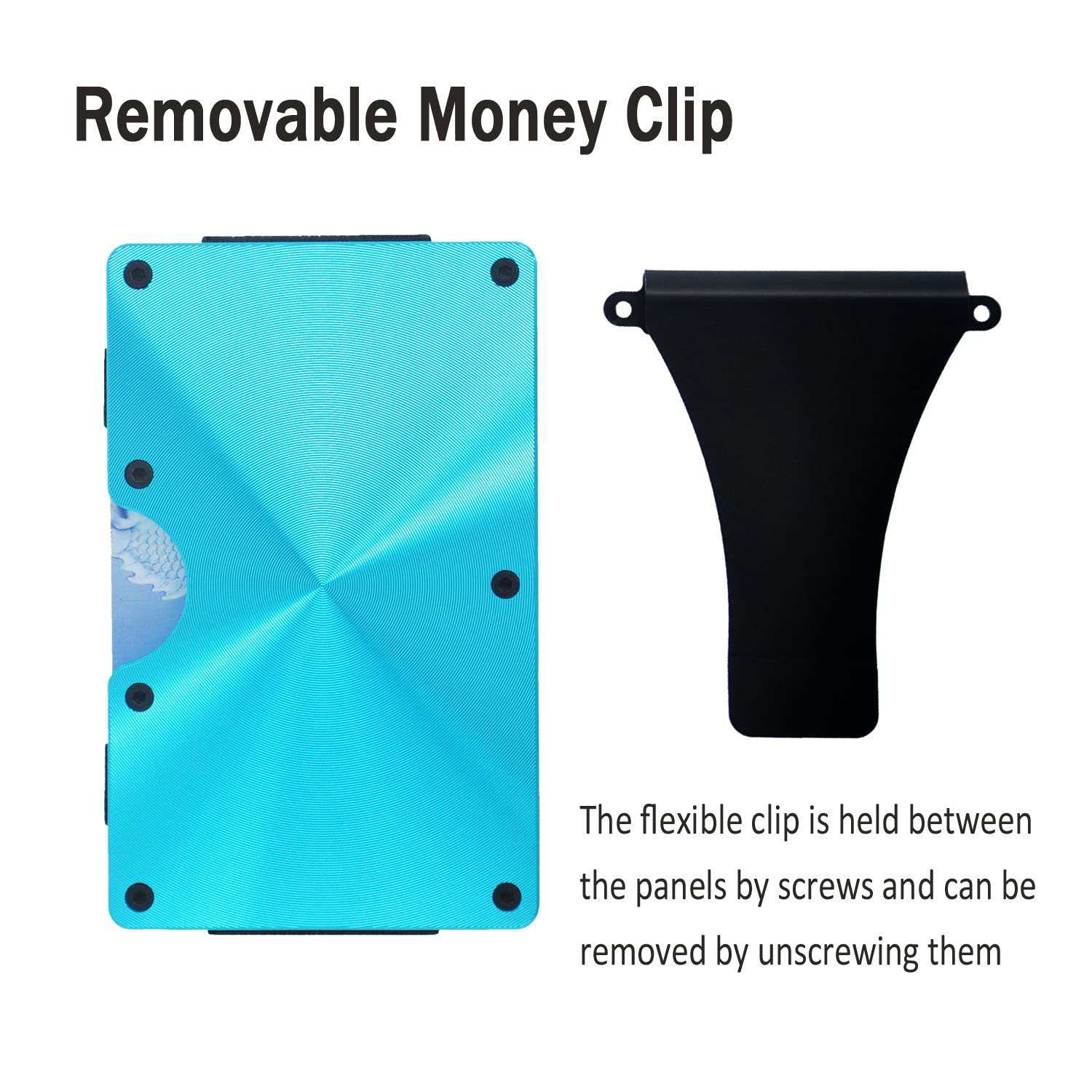 Metal Minimalist Wallets for men with Money Clip - Slim Wallet Credit Card Holder RFID Blocking, Aluminum(Cd Raised Grain, Blue)