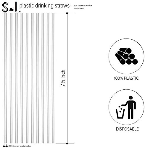 S & L Straw Company - Colored Plastic Drinking Straws - Disposable Kid Friendly, Colorful Party Fun Straws (Blue, 500)…